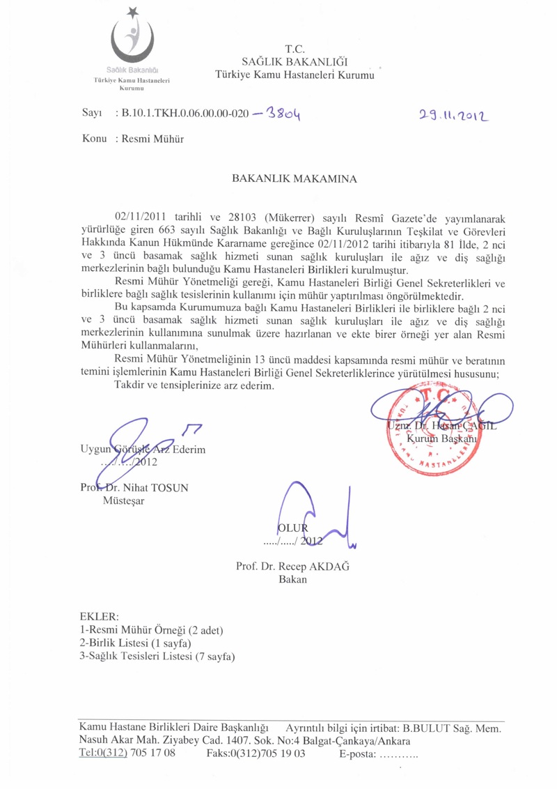 KHB İle Birliklere Bağlı Sağlık Tesislerinin Kullanacakları Resmi Mühür ...